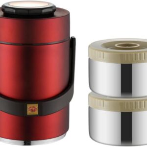 Thermos for Hot Food, 2 Tier Soup Thermos Container, Food Thermos, 304 Stainless Steel Vacuum Insulated Thermal Bento Lunchbox for Office School Camping Picnic Outdoors, 1500ml-Red