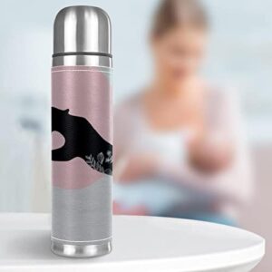 Stainless Steel Leather Vacuum Insulated Mug Leopard Thermos Water Bottle for Hot and Cold Drinks Kids Adults 16 Oz