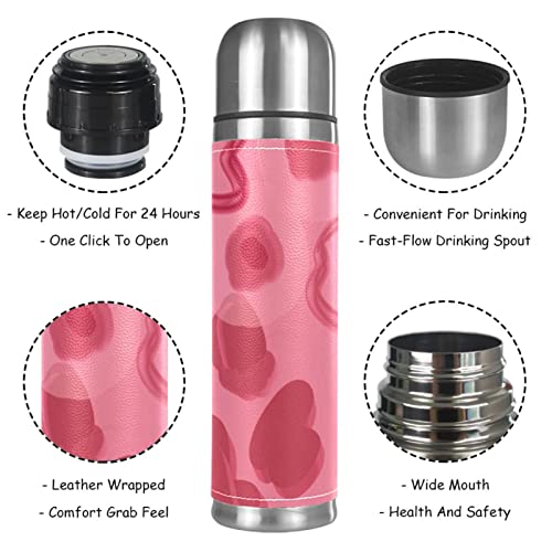 Stainless Steel Leather Vacuum Insulated Mug Bubble Thermos Water Bottle for Hot and Cold Drinks Kids Adults 16 Oz