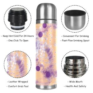 Stainless Steel Leather Vacuum Insulated Mug Dream Thermos Water Bottle for Hot and Cold Drinks Kids Adults 16 Oz