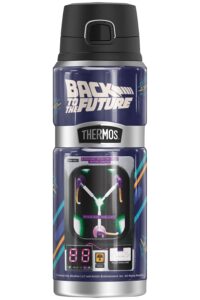 back to the future powered by flux capacitor thermos stainless king stainless steel drink bottle, vacuum insulated & double wall, 24oz