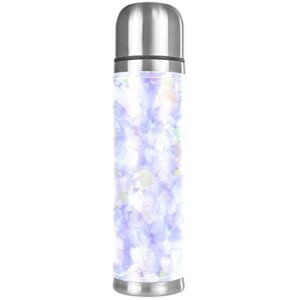 stainless steel leather vacuum insulated mug flowers thermos water bottle for hot and cold drinks kids adults 16 oz