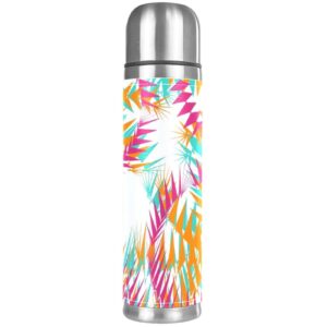 stainless steel leather vacuum insulated mug abstract texture thermos water bottle for hot and cold drinks kids adults 16 oz