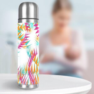 Stainless Steel Leather Vacuum Insulated Mug Abstract Texture Thermos Water Bottle for Hot and Cold Drinks Kids Adults 16 Oz