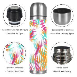 Stainless Steel Leather Vacuum Insulated Mug Abstract Texture Thermos Water Bottle for Hot and Cold Drinks Kids Adults 16 Oz