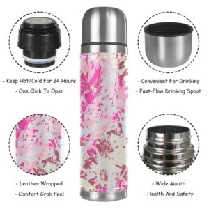 Stainless Steel Leather Vacuum Insulated Mug Vintage Thermos Water Bottle for Hot and Cold Drinks Kids Adults 16 Oz