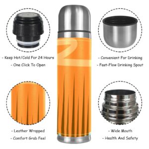 Stainless Steel Leather Vacuum Insulated Mug Geometry Thermos Water Bottle for Hot and Cold Drinks Kids Adults 16 Oz