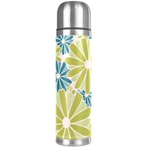 stainless steel leather vacuum insulated mug flower thermos water bottle for hot and cold drinks kids adults 16 oz