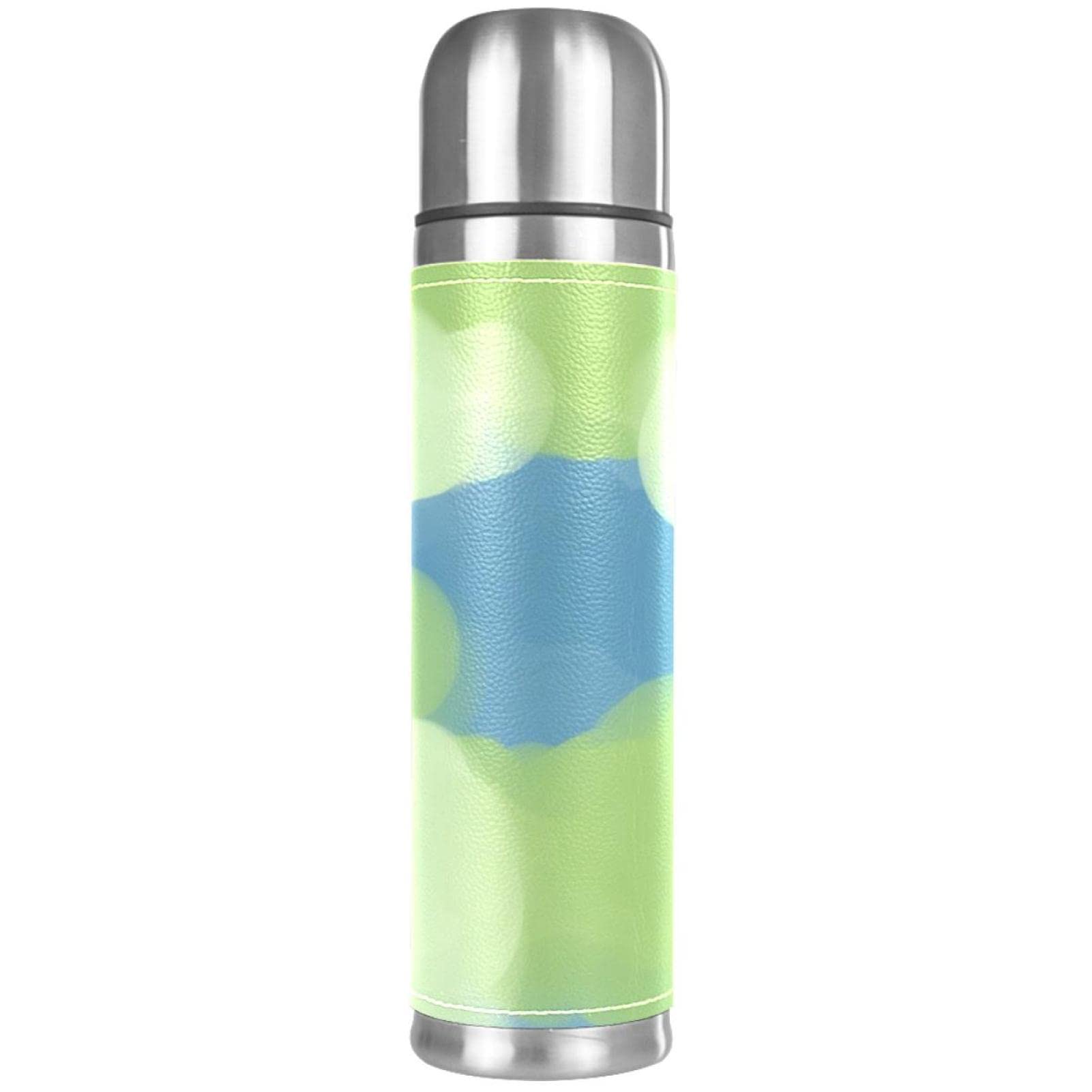 Stainless Steel Leather Vacuum Insulated Mug Colorful Clouds Thermos Water Bottle for Hot and Cold Drinks Kids Adults 16 Oz