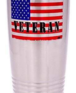 Rogue River Tactical USA Flag Military Veteran 20 Oz. Travel Tumbler Mug Cup w/Lid Vacuum Insulated Hot or Cold Gift