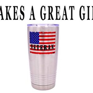 Rogue River Tactical USA Flag Military Veteran 20 Oz. Travel Tumbler Mug Cup w/Lid Vacuum Insulated Hot or Cold Gift