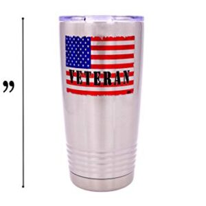 Rogue River Tactical USA Flag Military Veteran 20 Oz. Travel Tumbler Mug Cup w/Lid Vacuum Insulated Hot or Cold Gift