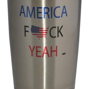 Rogue River Tactical Funny Sarcastic America F Yeah 20 Oz Travel Tumbler Mug Cup w/Lid Stainless Steel Hot or Cold Military Veteran Gift