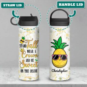 winorax Inspirational Gifts Personalized Pineapple Water Bottle Funny Gifts for Girls Teen Kids Sports Bottles Stainless Steel 12oz 18oz 32oz Back To School Gifts Christmas Birthday