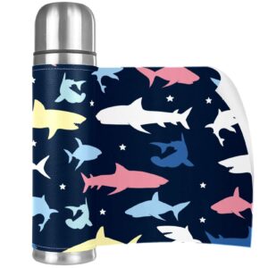 Colorful Shark And Star Thermos Vacuum Insulated 1L Compact Stainless Steel Beverage Bottle