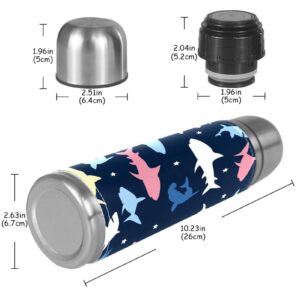 Colorful Shark And Star Thermos Vacuum Insulated 1L Compact Stainless Steel Beverage Bottle