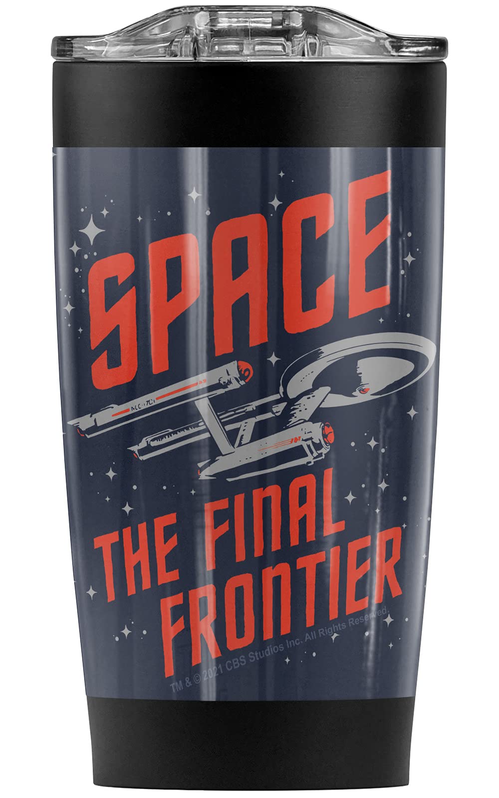 LOGOVISION Star Trek Space The Final Frontier Stainless Steel Tumbler 20 oz Coffee Travel Mug/Cup, Vacuum Insulated & Double Wall with Leakproof Sliding Lid | Great for Hot Drinks and Cold Beverages