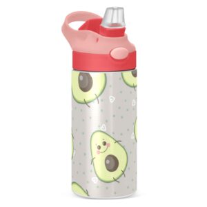 fresh avocado kids water bottle, vacuum insulated stainless steel, double walled leakproof tumbler travel cup for girls boys toddlers, 12 oz