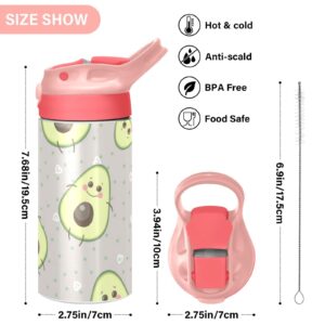 Fresh Avocado Kids Water Bottle, Vacuum Insulated Stainless Steel, Double Walled Leakproof Tumbler Travel Cup for Girls Boys Toddlers, 12 oz