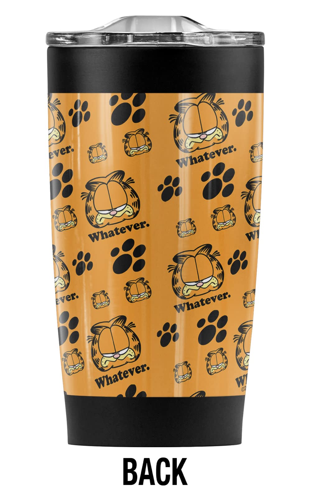 Logovision Garfield Whatever Pattern Stainless Steel 20 oz Travel Tumbler, Vacuum Insulated & Double Wall with Leakproof Sliding Lid