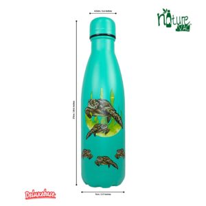 NatureVac Sea Turtle - Stainless Steel Thermal Insulated 17 oz Water Bottle - Drink Stays Hot for 12 Hours and Cold for 24 Hrs Leakproof Vacuum Flask Water Bottle for Gym, Travel, Sports, School