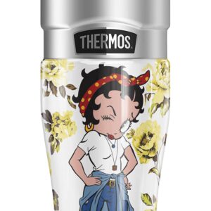 THERMOS Betty Boop Yellow Flowers STAINLESS KING Stainless Steel Travel Tumbler, Vacuum insulated & Double Wall, 16oz