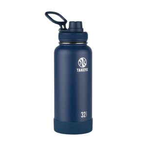 Takeya Actives Insulated Stainless Steel Water Bottles with Spout Lid, 32 Ounce and 24 Ounce