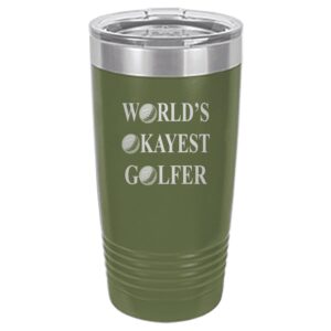 Rogue River Tactical Funny Okayest Golfer 20 Oz. Travel Tumbler Mug Cup w/Lid Vacuum Insulated Hot or Cold Gift For Golfer Dad Grandpa Ball (Green)