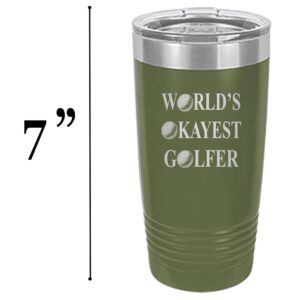 Rogue River Tactical Funny Okayest Golfer 20 Oz. Travel Tumbler Mug Cup w/Lid Vacuum Insulated Hot or Cold Gift For Golfer Dad Grandpa Ball (Green)