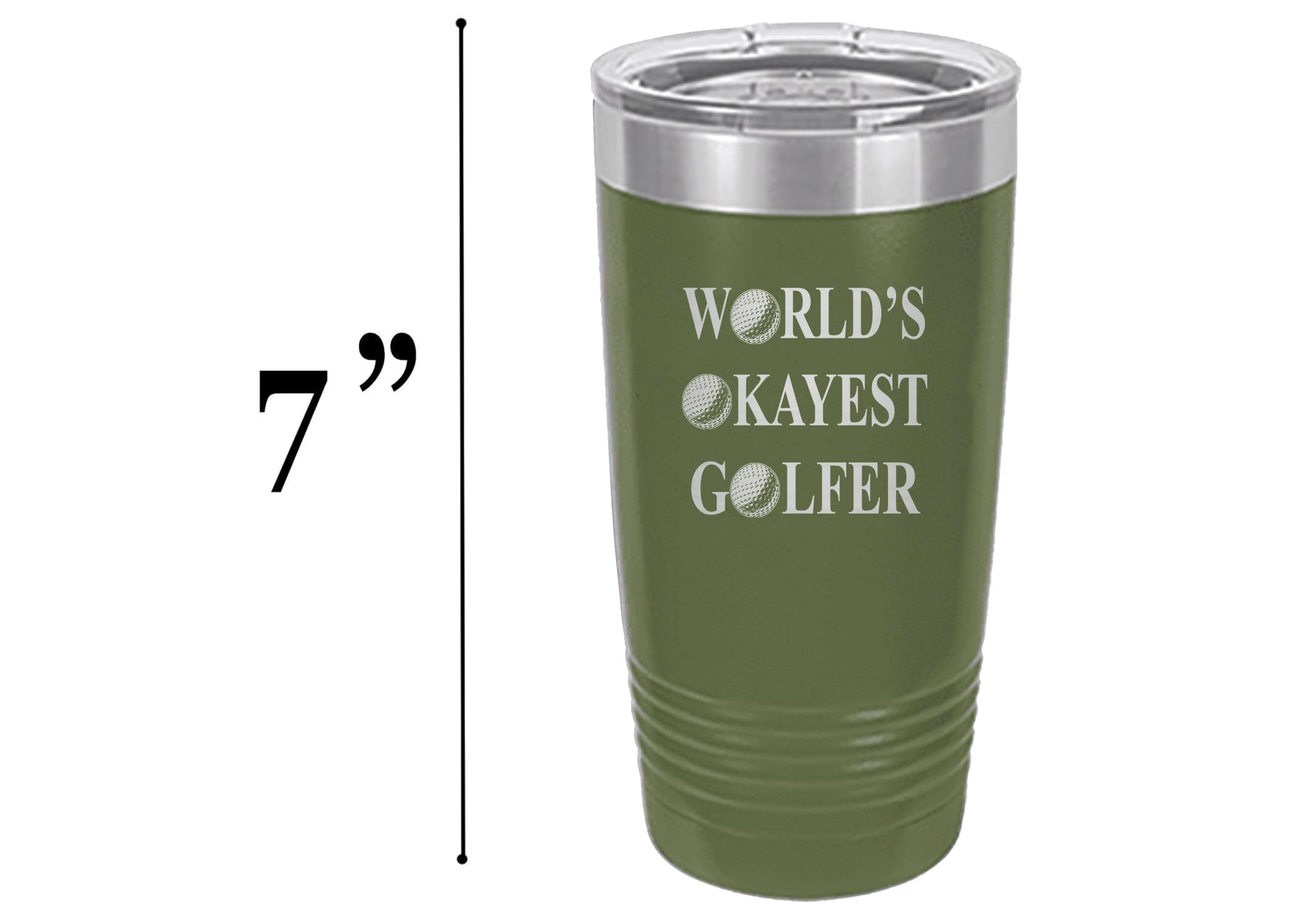 Rogue River Tactical Funny Okayest Golfer 20 Oz. Travel Tumbler Mug Cup w/Lid Vacuum Insulated Hot or Cold Gift For Golfer Dad Grandpa Ball (Green)