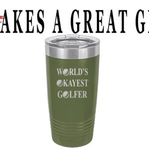 Rogue River Tactical Funny Okayest Golfer 20 Oz. Travel Tumbler Mug Cup w/Lid Vacuum Insulated Hot or Cold Gift For Golfer Dad Grandpa Ball (Green)