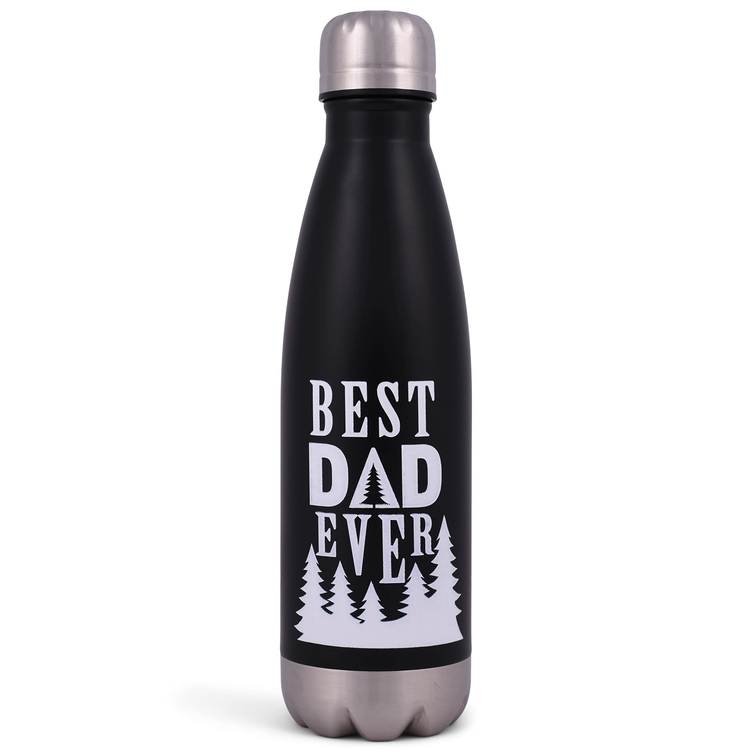 Elanze Designs Best Dad Ever Black 17 ounce Stainless Steel Sports Water Bottle