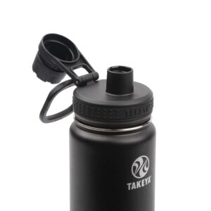 Takeya Actives Insulated Stainless Steel Water Bottle with Straw Lid, 24 Ounce, Blush & Actives Insulated Stainless Steel Water Bottle with Spout Lid, 24 oz, Onyx