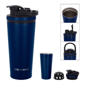 Helm University of Toledo Protein Shaker Bottle, Stainless Steel Water Bottle, Navy, 26 Oz.