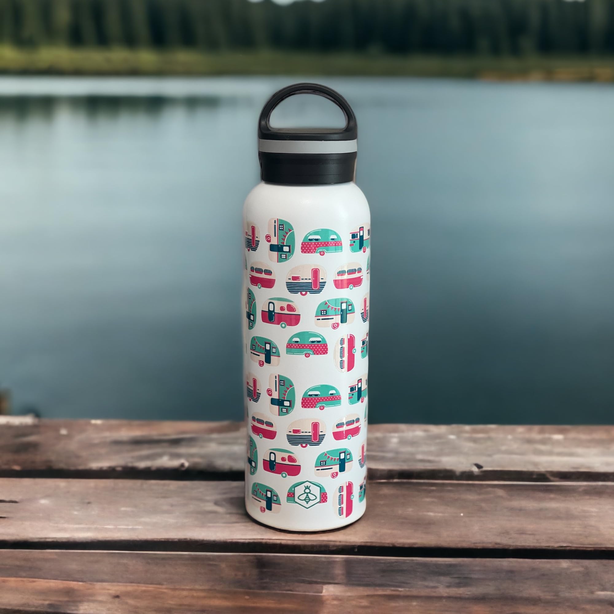 Biddlebee 25oz Insulated Water Bottle with Chug Cap & Built-In Carry Handle | Designer Printed Stainless Steel Water Bottles w/Leakproof Lid | Keeps Drinks Hot or Cold for Hours | Gifts for Women