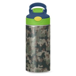 Moudou Camouflage Kids Water Bottle 12 oz, Double Walled Vacuum Insulated Stainless Steel Thermos Travel Tumbler for Boys, Girls, Toddlers