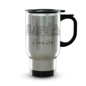 buenos aires argentina gifts and souvenirs - travel mug with handle and lid - buenos aires graduation unique drinkware - 14oz travel mug steel - best south america long distance gifts & student gifts