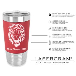 LaserGram 20oz Vacuum Insulated Tumbler Mug, Pizza, Personalized Engraving Included (Silicone Grip, Red)