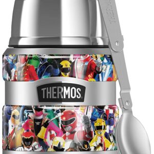 Power Rangers Crowd of Rangers THERMOS STAINLESS KING Stainless Steel Food Jar with Folding Spoon, Vacuum insulated & Double Wall, 16oz