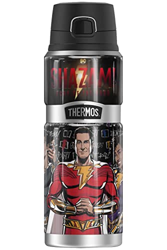 Shazam! Fury of the Gods OFFICIAL Illustrated Heroes THERMOS STAINLESS KING Stainless Steel Drink Bottle, Vacuum insulated & Double Wall, 24oz