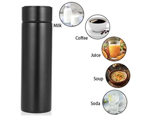 Thermo LED Temp Water bottle (Black) long lasting Temperature, Double Vacuum Insulated Water Bottle, Sport, Gym, Outdoor, Christmas gift, BPA Leak- Free, Keeps Liquid Hot or Cold