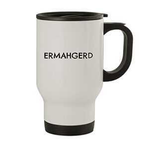 molandra products ermahgerd - 14oz stainless steel travel mug, white