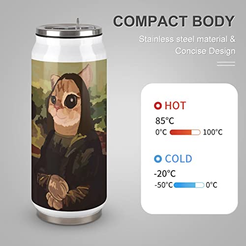 Desheze Water Bottle With Lids Straw Cat Oil Painting Insulated Stainless Steel Reusable Tumbler For Boys Girls 17oz