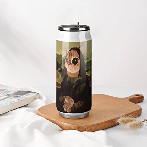 Desheze Water Bottle With Lids Straw Cat Oil Painting Insulated Stainless Steel Reusable Tumbler For Boys Girls 17oz