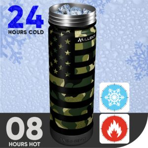 Millenti Army Camo Water-Bottle Chug-Cap - 26oz Vacuum Insulated, Stainless Steel, Double Walled, Flask Bottles (Army Camouflage) WB0826CFG