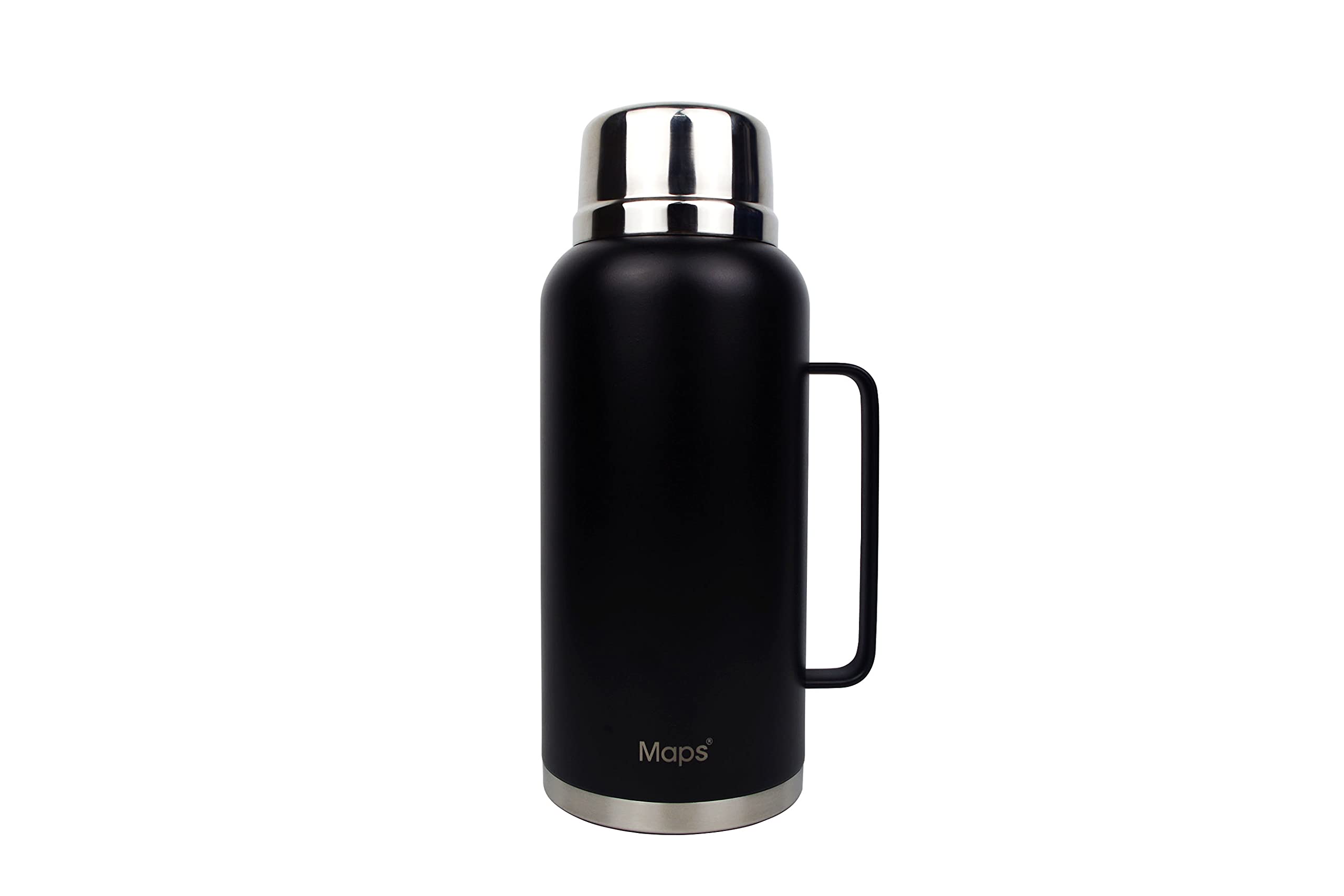 Large sport thermos water bottle with handle and Stainless Steel Lid,keep cold,Reusable, leak-proof ，71OZ Insulated water bottle， Metal Canteen，Buttonwood (black) ，2100ML