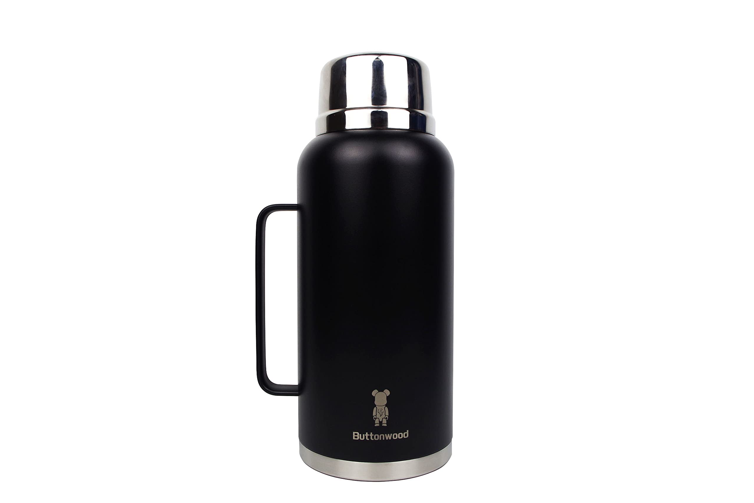 Large sport thermos water bottle with handle and Stainless Steel Lid,keep cold,Reusable, leak-proof ，71OZ Insulated water bottle， Metal Canteen，Buttonwood (black) ，2100ML