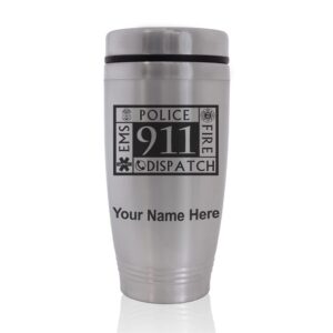 skunkwerkz commuter travel mug, emergency dispatcher 911, personalized engraving included