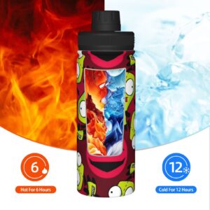 CONPELSON 18OZ Sports Insulated Water Bottle Invader Anime Zim Stainless Steel Kettle Novelty Portable Cup for Travel Gym Outdoor Sports