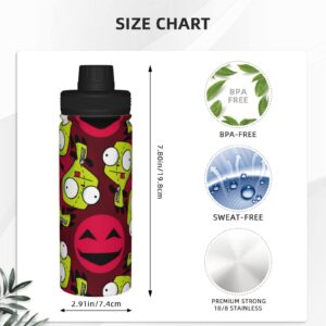 CONPELSON 18OZ Sports Insulated Water Bottle Invader Anime Zim Stainless Steel Kettle Novelty Portable Cup for Travel Gym Outdoor Sports